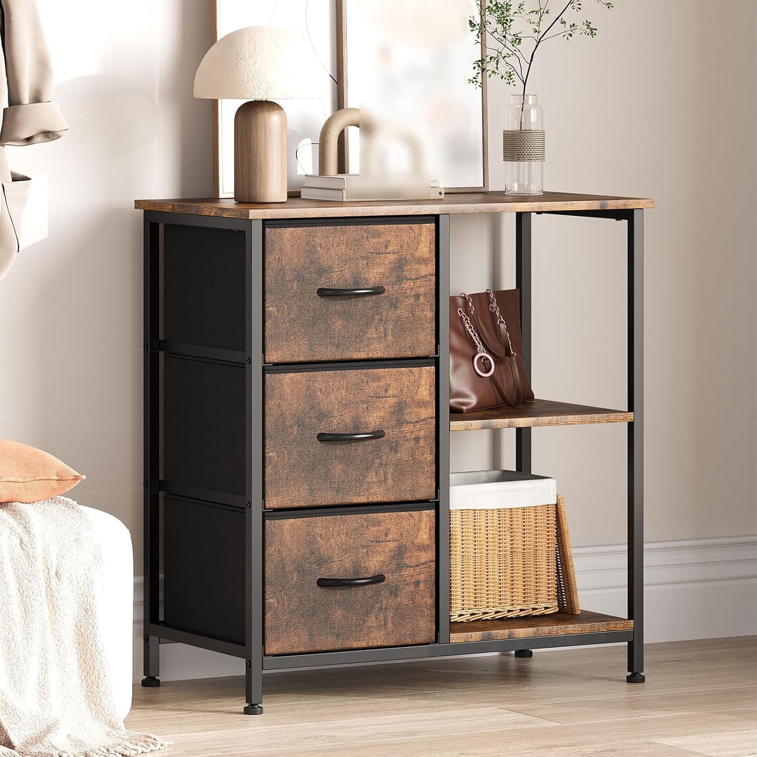 Studyset 3 Drawers Fabric File Cabinet and Printer Stand for Home ...