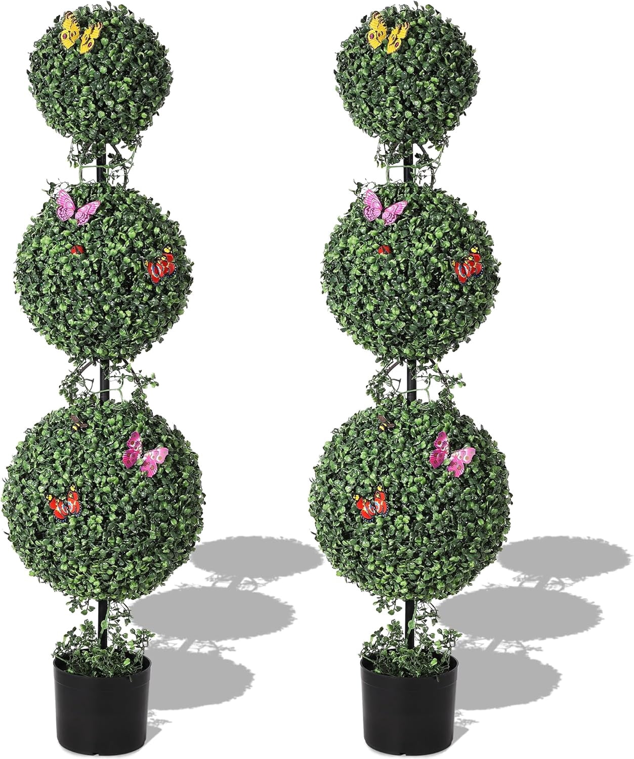 Studyset 4 FT Artificial Triple Ball Topiary Trees, Artificial Plants ...