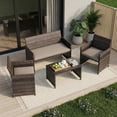 Studyset 4 Pieces Outdoor Patio Furniture Set, Wicker Chairs and Table ...