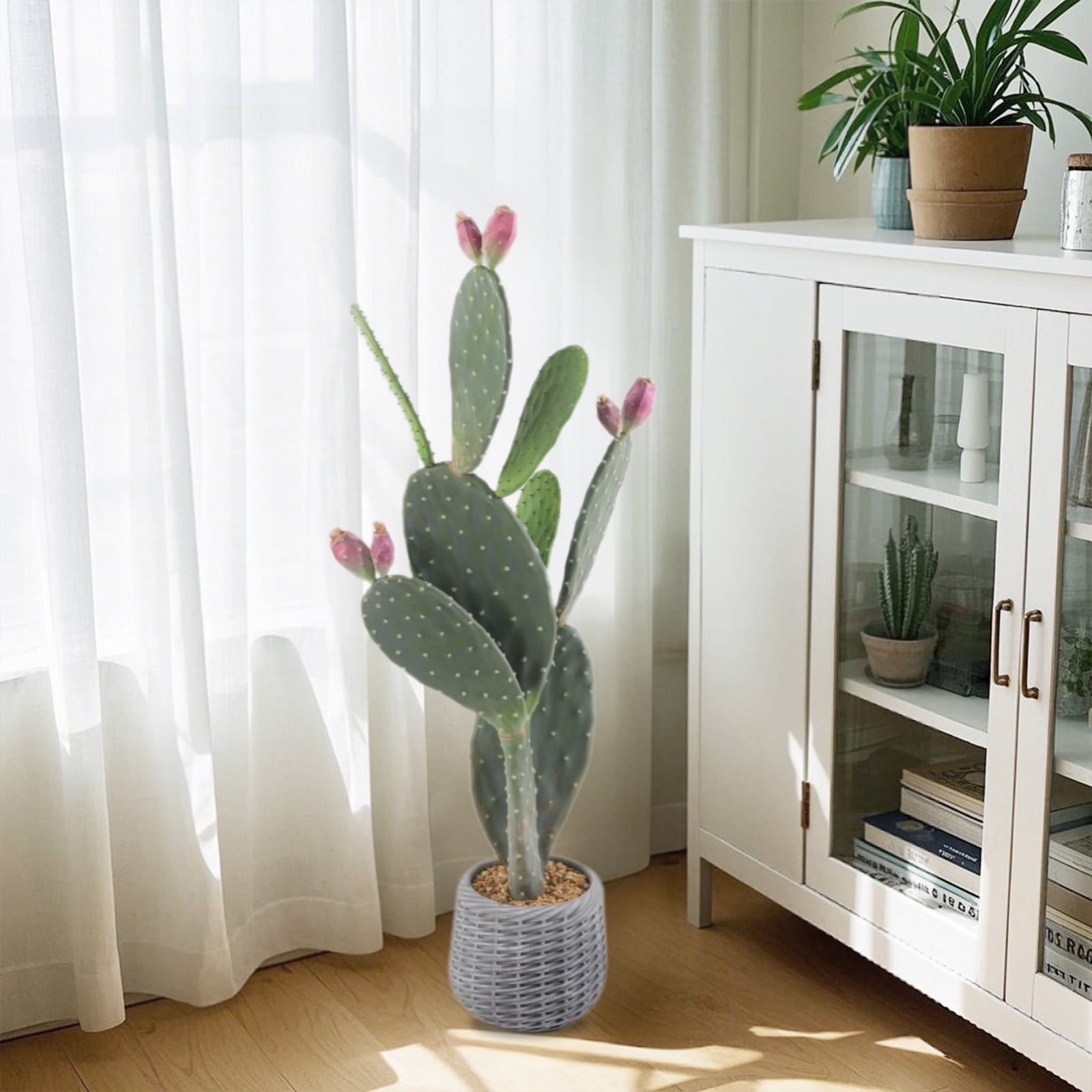Studyset 42" Tall Faux Cactus Plant, Faux Desert Cacti Potted Plant ...