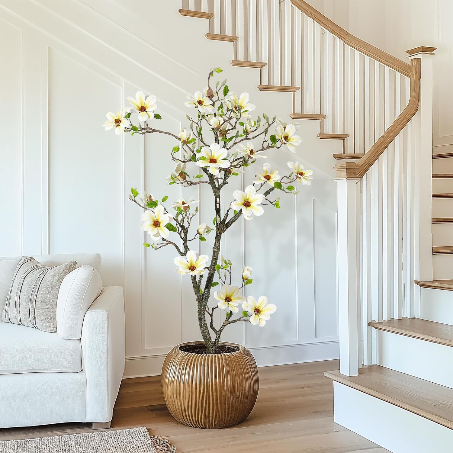 Studyset 4FT Faux Southern Magnolia Plants Yellow Flowered Magnolia for ...