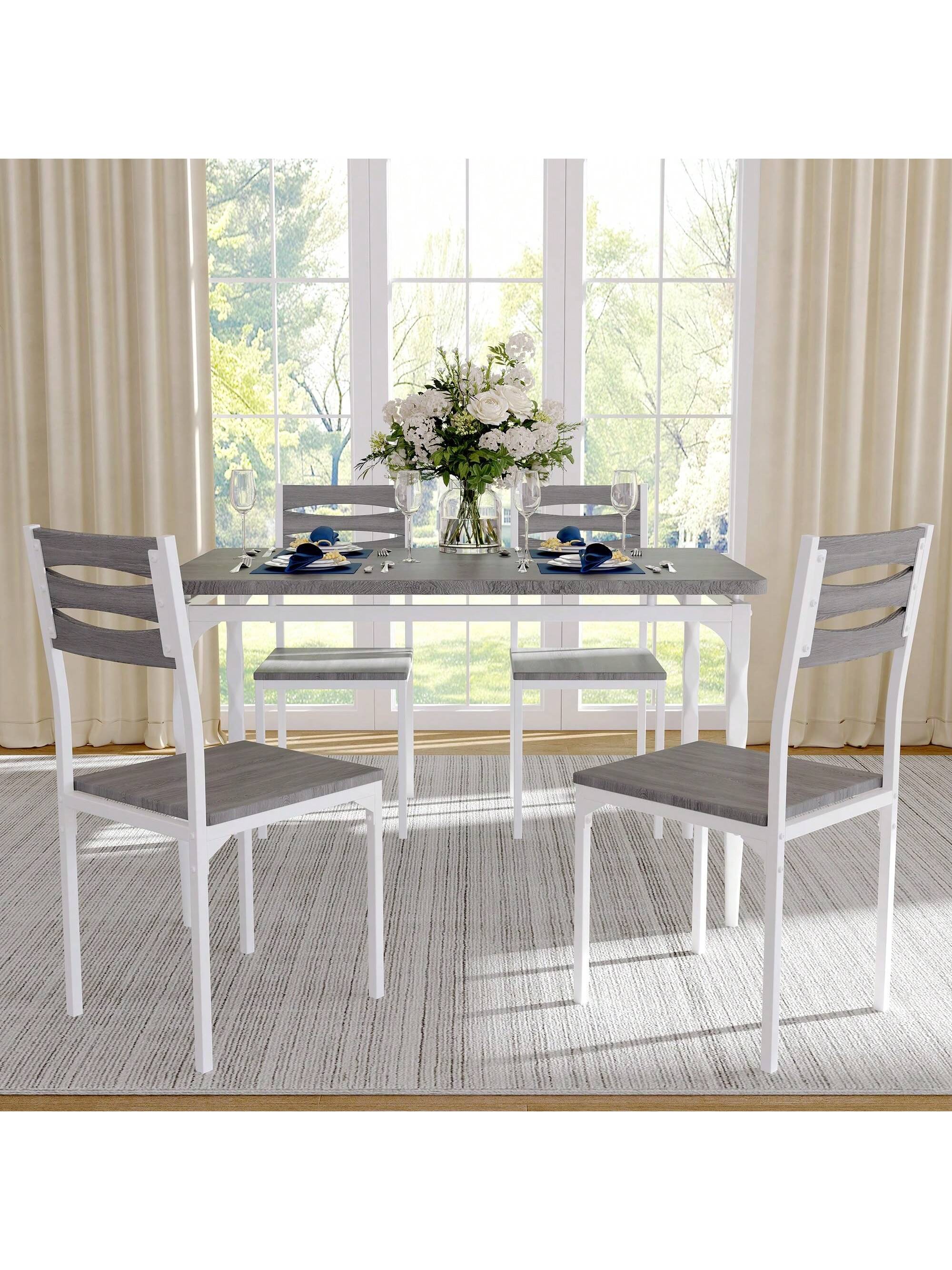 Studyset 5 Piece Dining Table Set,Industrial Style Kitchen Table Set ...