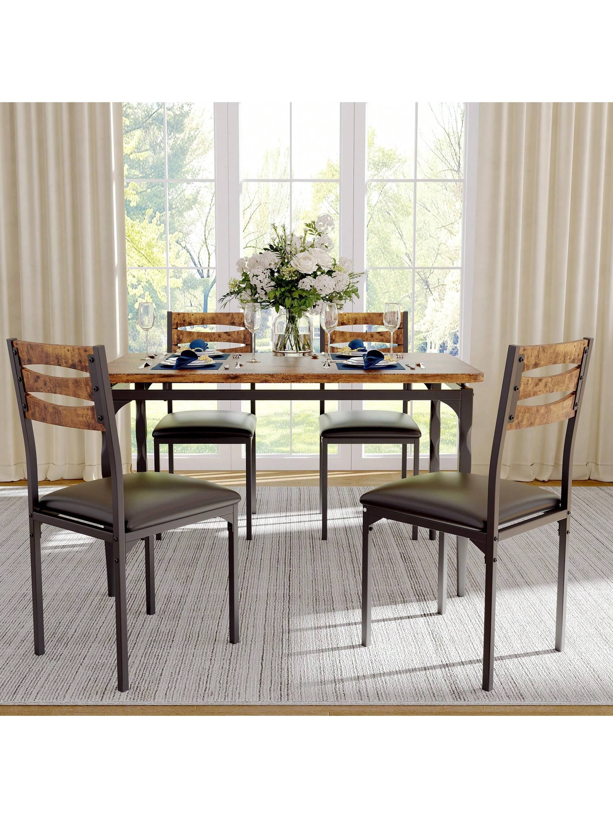 Studyset 5 Piece Dining Table Set,Industrial Style Kitchen Table Set ...