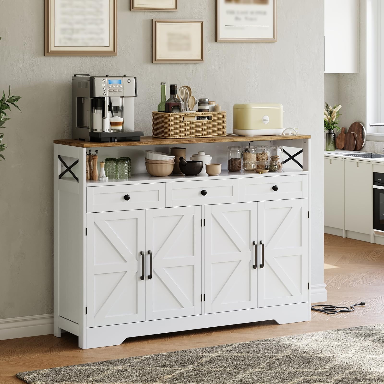 Studyset 51" Buffet Sideboard with Storage and Power Outlets,Modern ...
