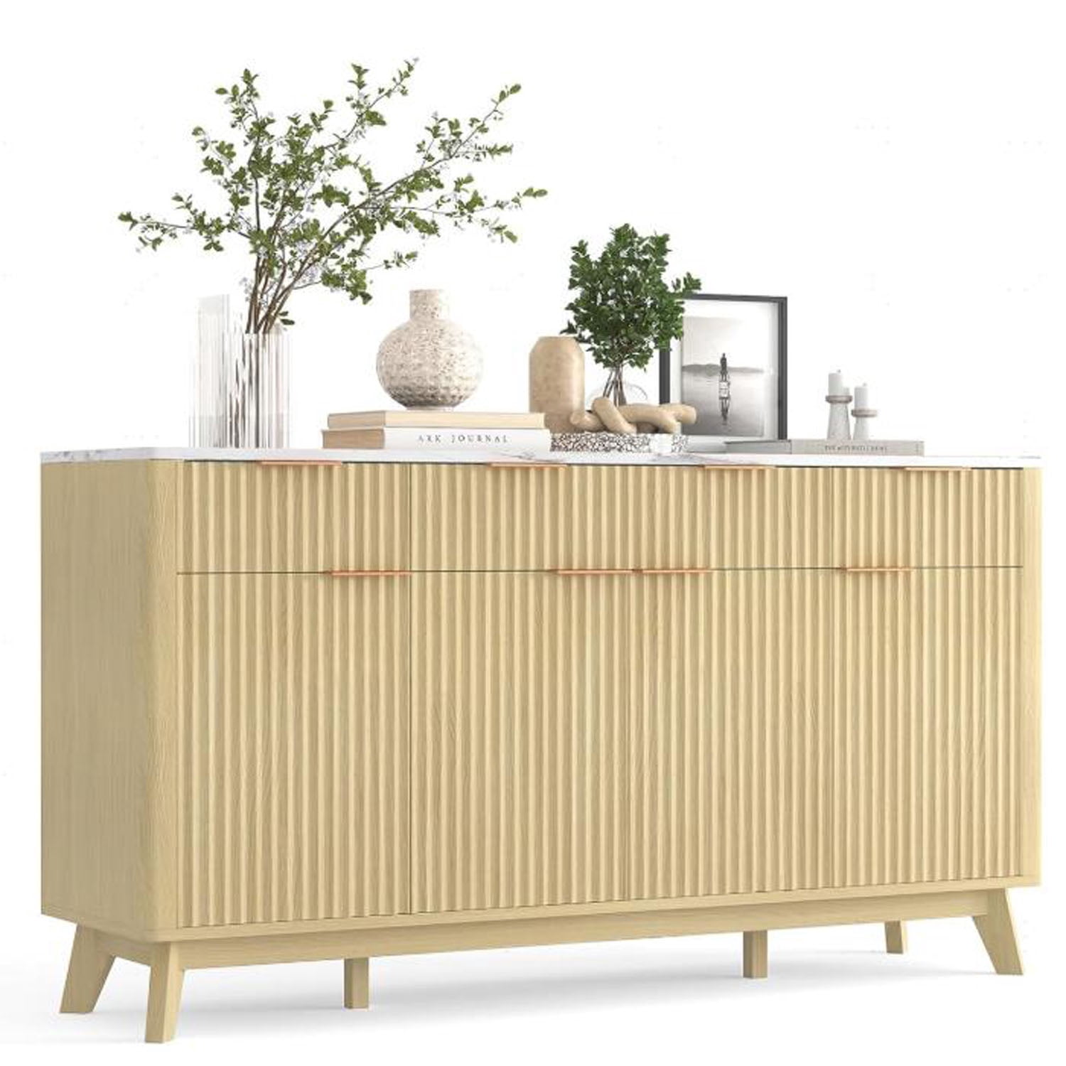 Studyset 60'' Fluted Sideboard Buffet Cabinet, Modern Buffets ...