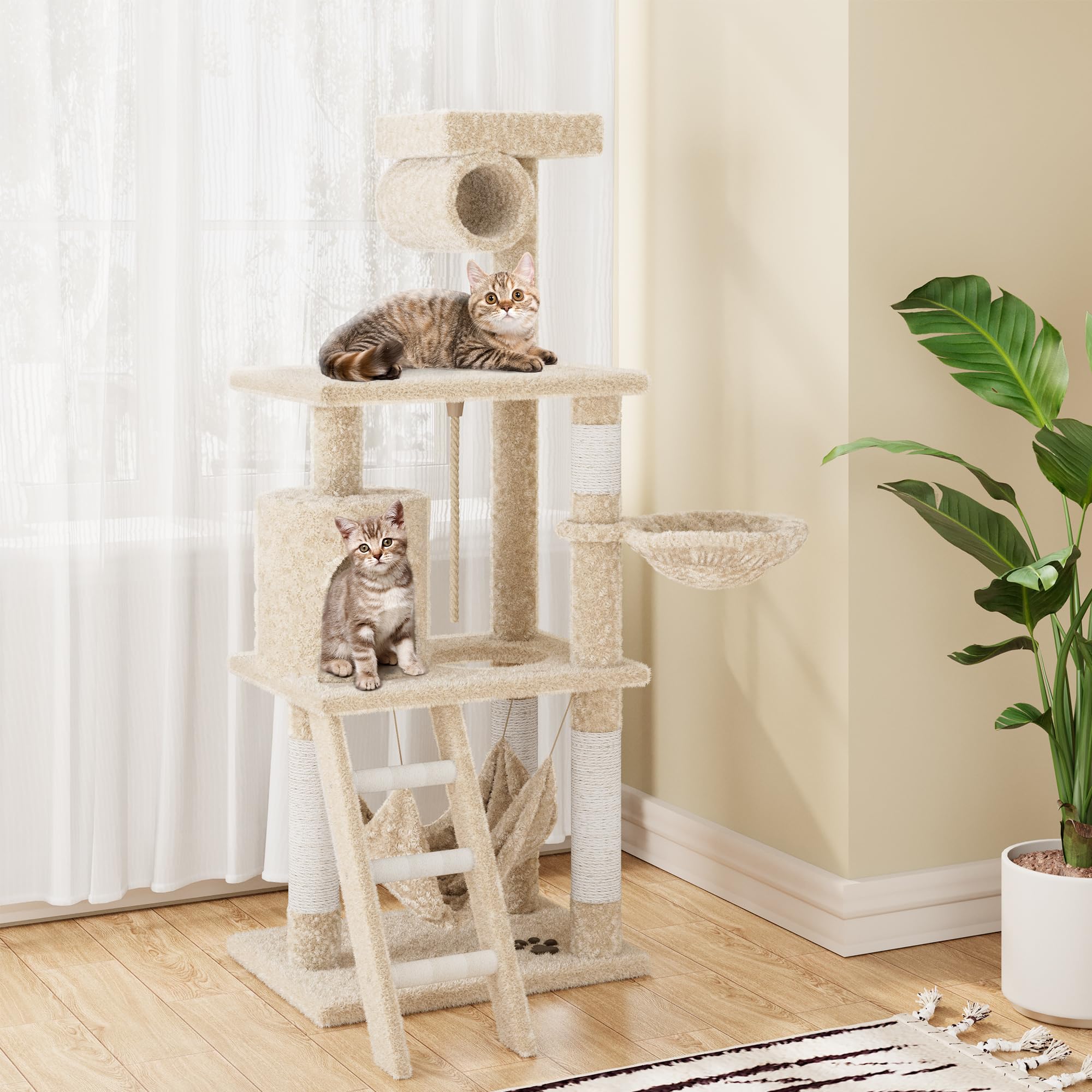 Studyset 63 Inch Multi-Level Cat Tree Tower with Scratching Posts ...