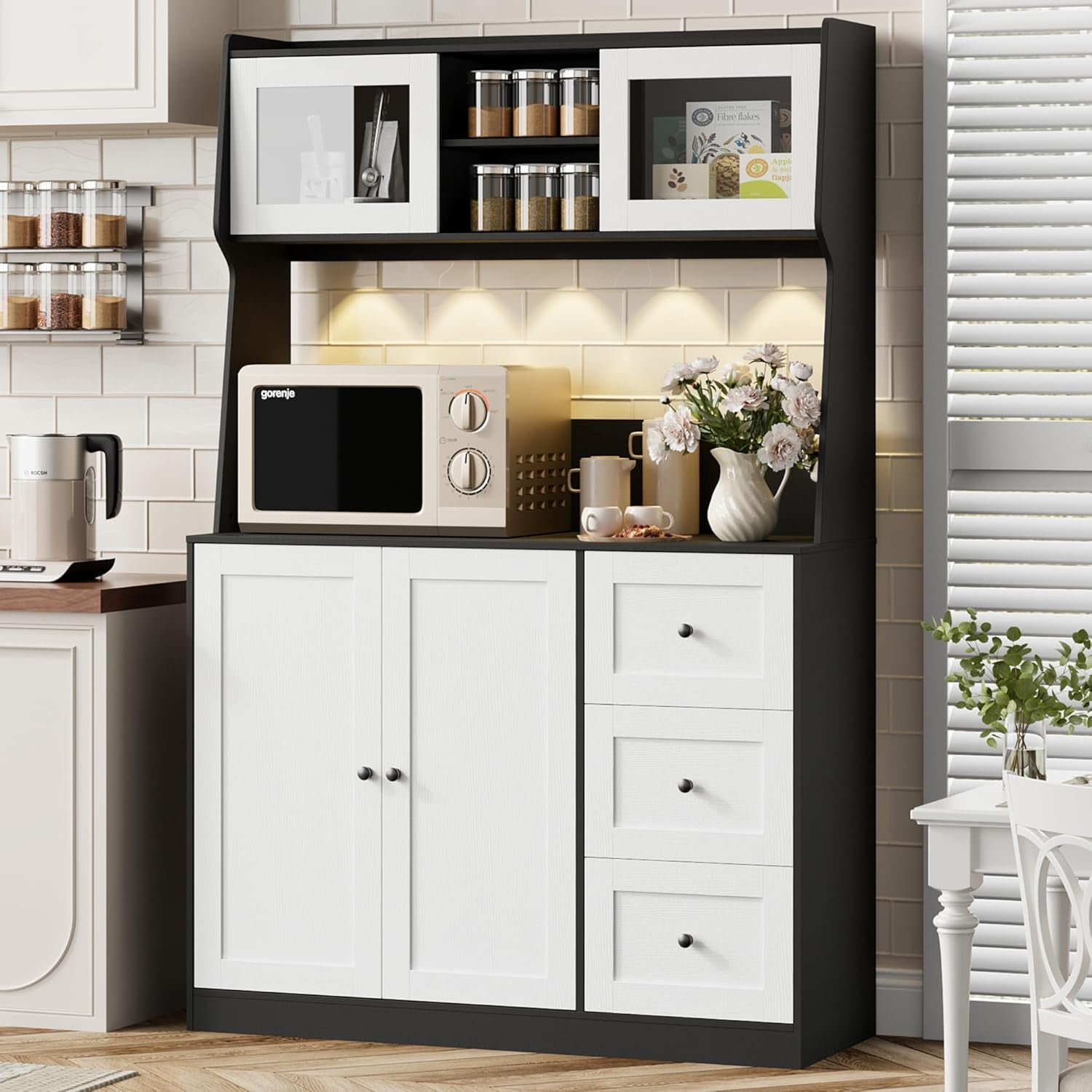 Studyset 67" Tall Kitchen Hutch Storage Cabinet, Kitchen Pantry Cabinet ...