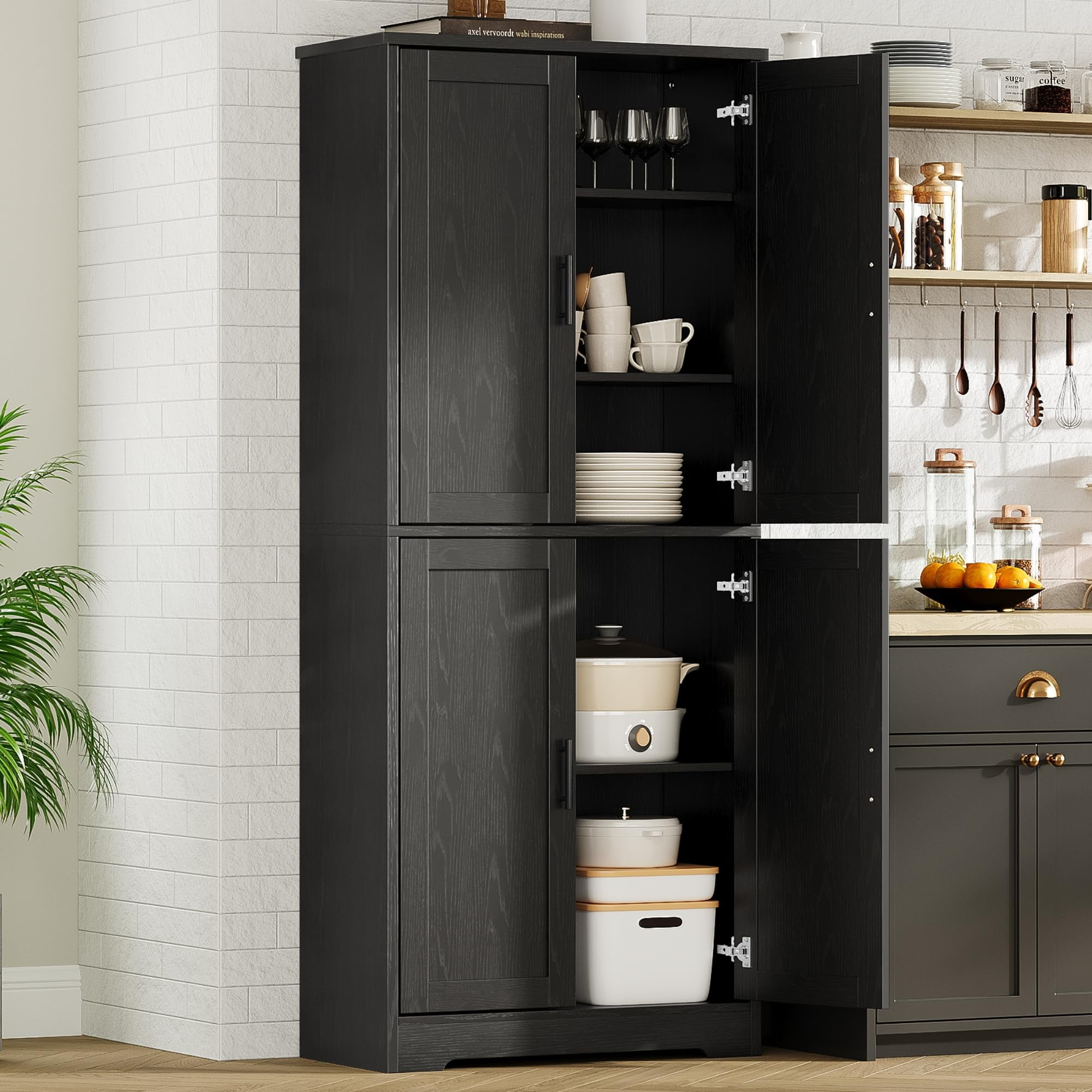 Studyset 70" Tall Kitchen Pantry,Freestanding Pantry Storage Cabinet ...