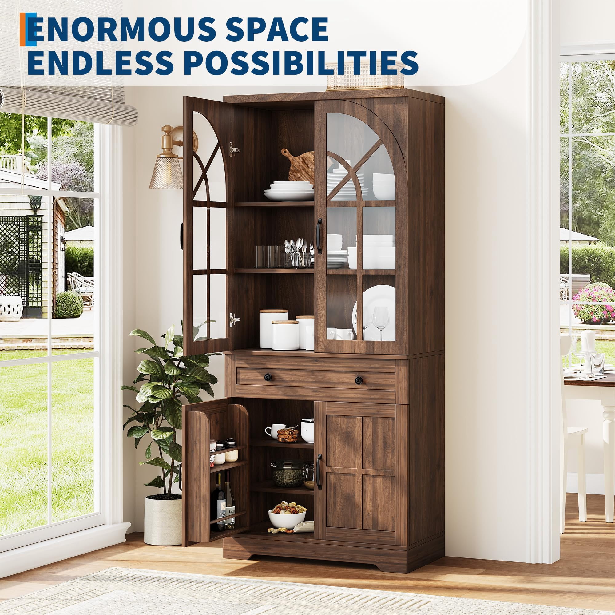 Studyset 71.9" Tall Storage Cabinet, Wood Storage Cupboard with ...