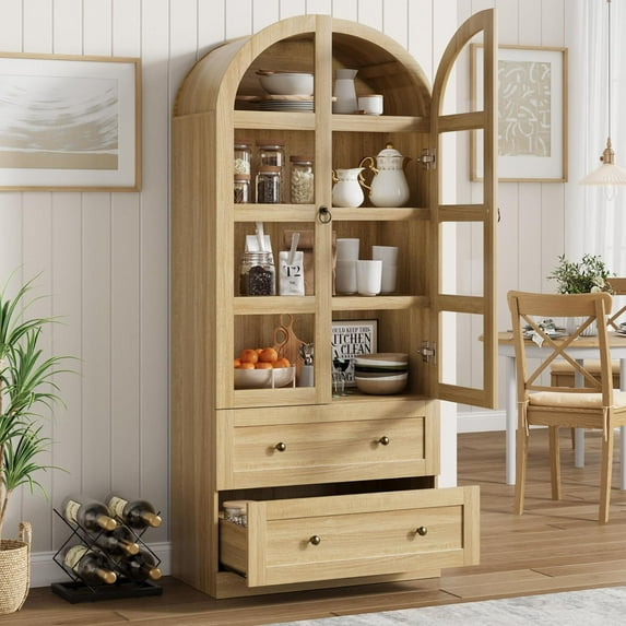 Studyset 72" Tall Arched Kitchen Pantry Cabinet, Wood Kitchens Storage ...