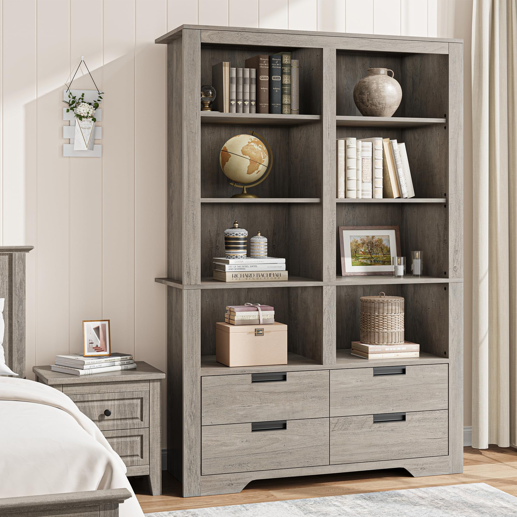 Studyset 72" Tall Book Shelf with Storage,Book Shelf with 4 Drawers ...
