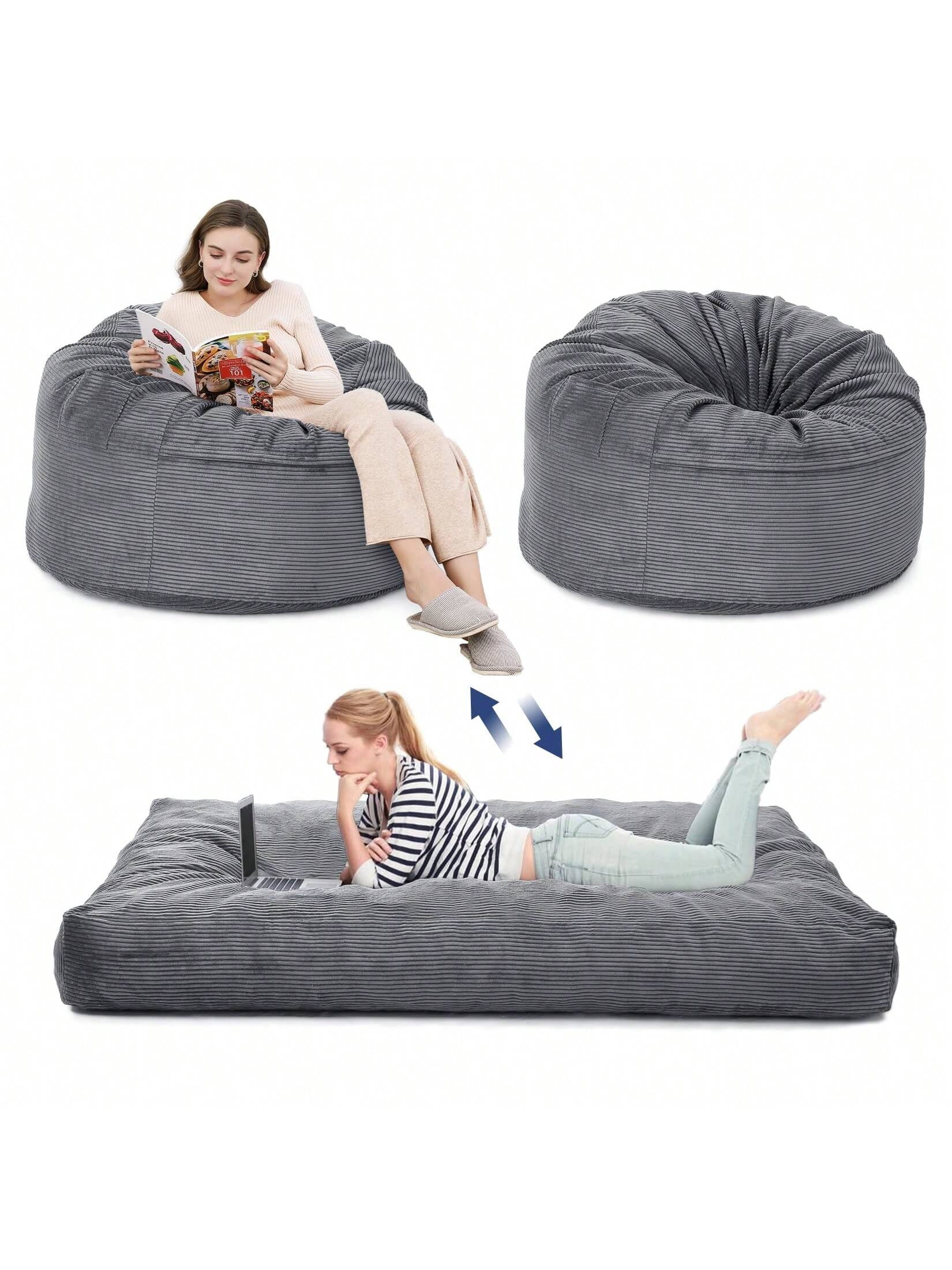 Studyset Bean Bag Chair Bed,Corduroy Giant Bean Bag Bed For Adults ...