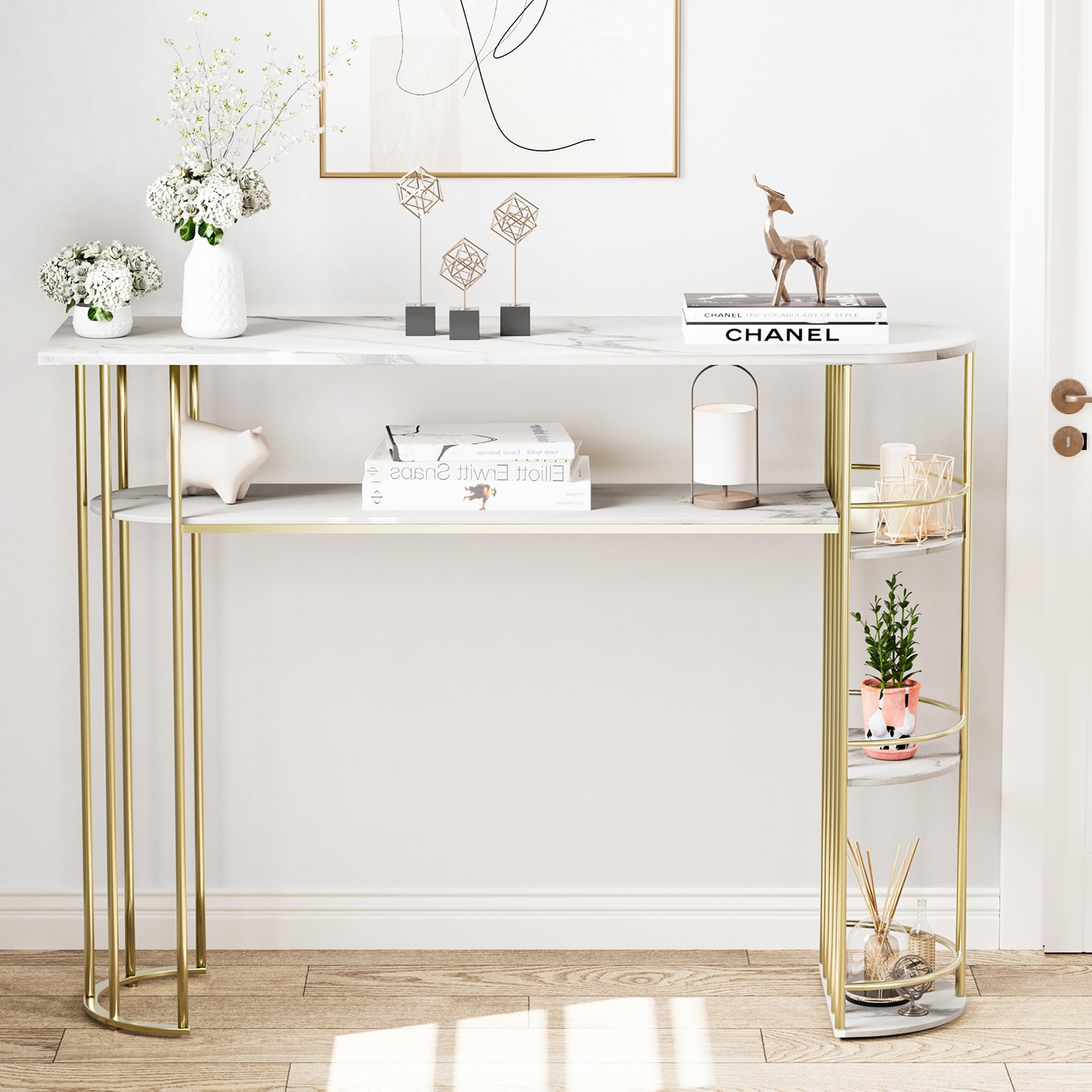 Studyset Console Table, Gold Sofa Tables Gold Narrow Entryway Table ...