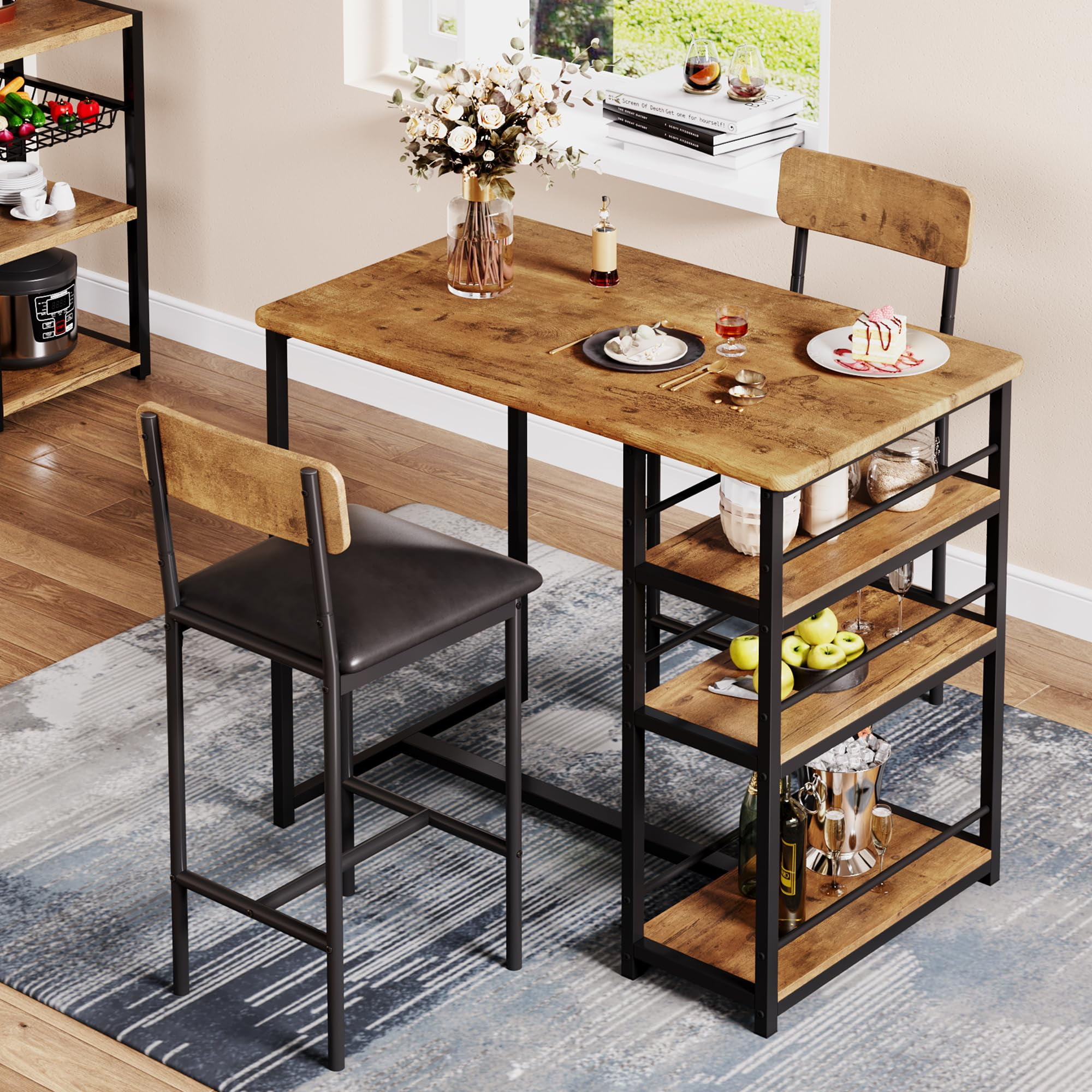 Studyset Dining Table Set for 2, Counter Height Bar Table with Stools ...