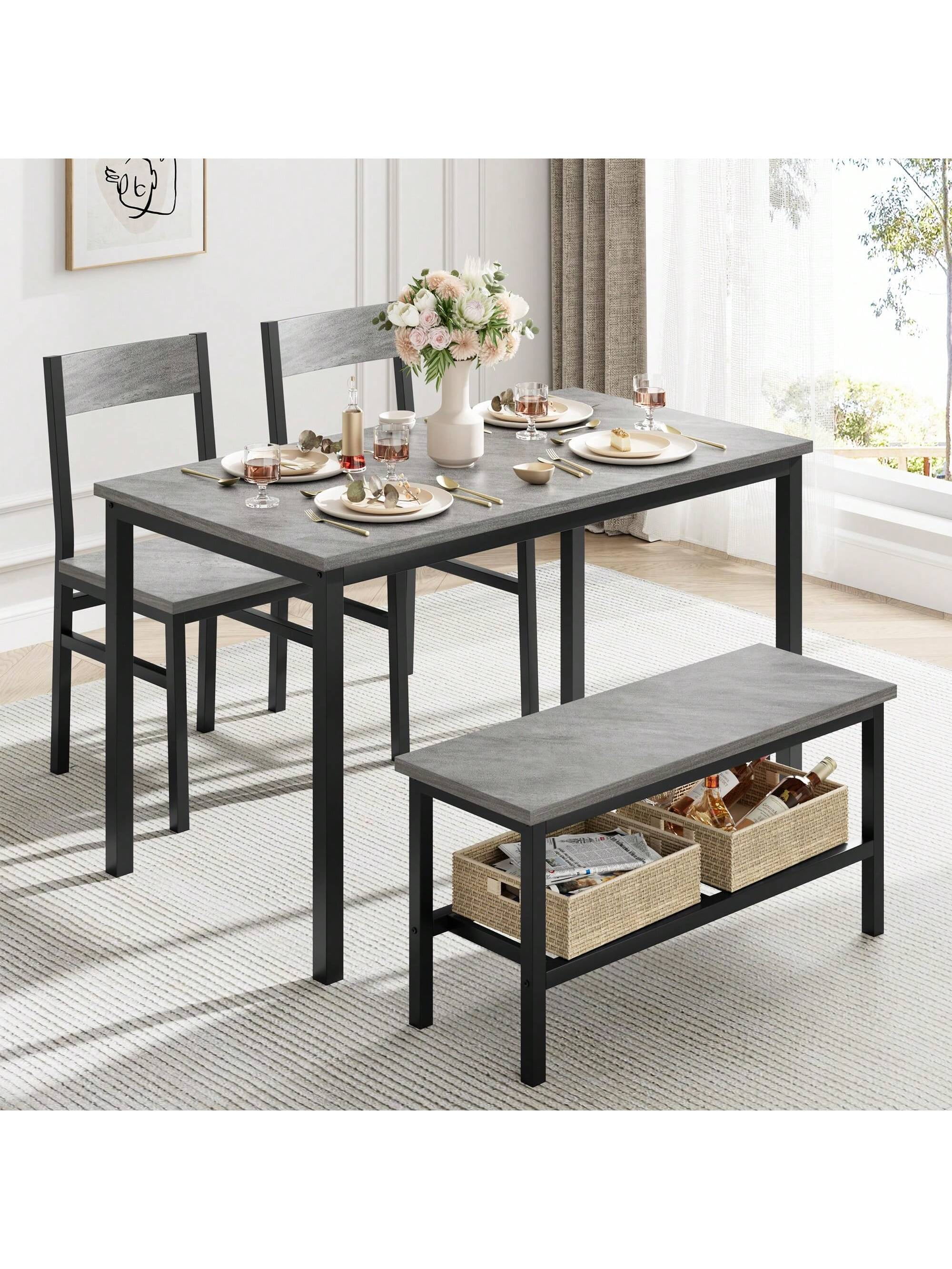 Studyset Dining Table Set For 4,Modern Kitchen Table With Chairs And ...