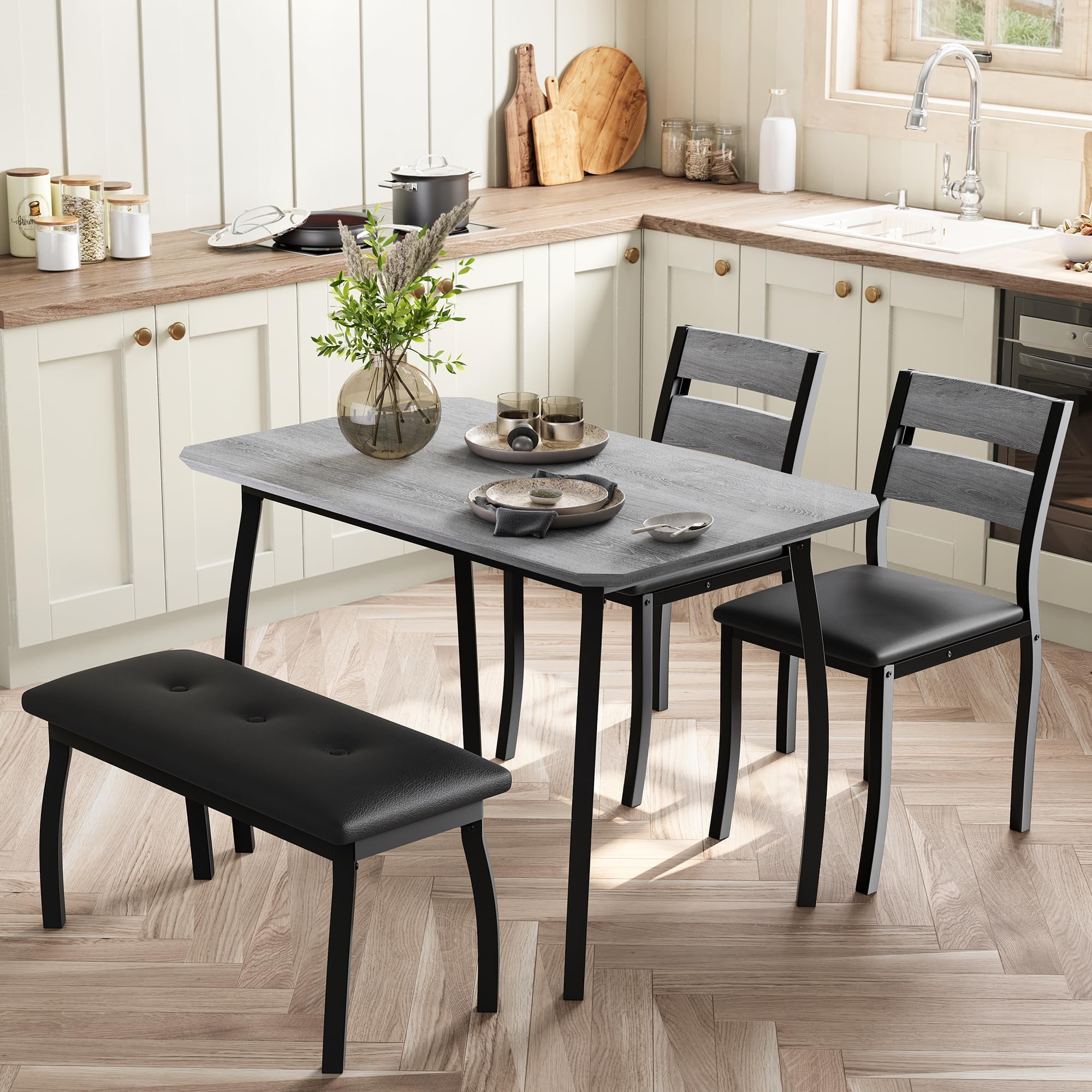 Studyset Dining Table Set for 4,Sturdy Wooden Kitchen Table with ...