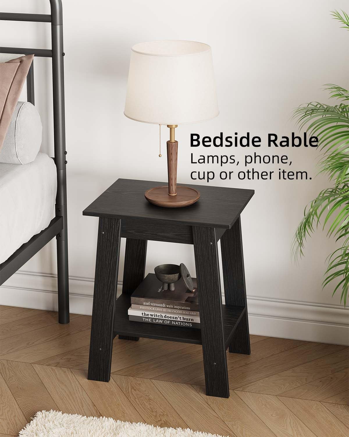 Studyset End Table, Small Side Table with 2-Layer Storage Shelves ...