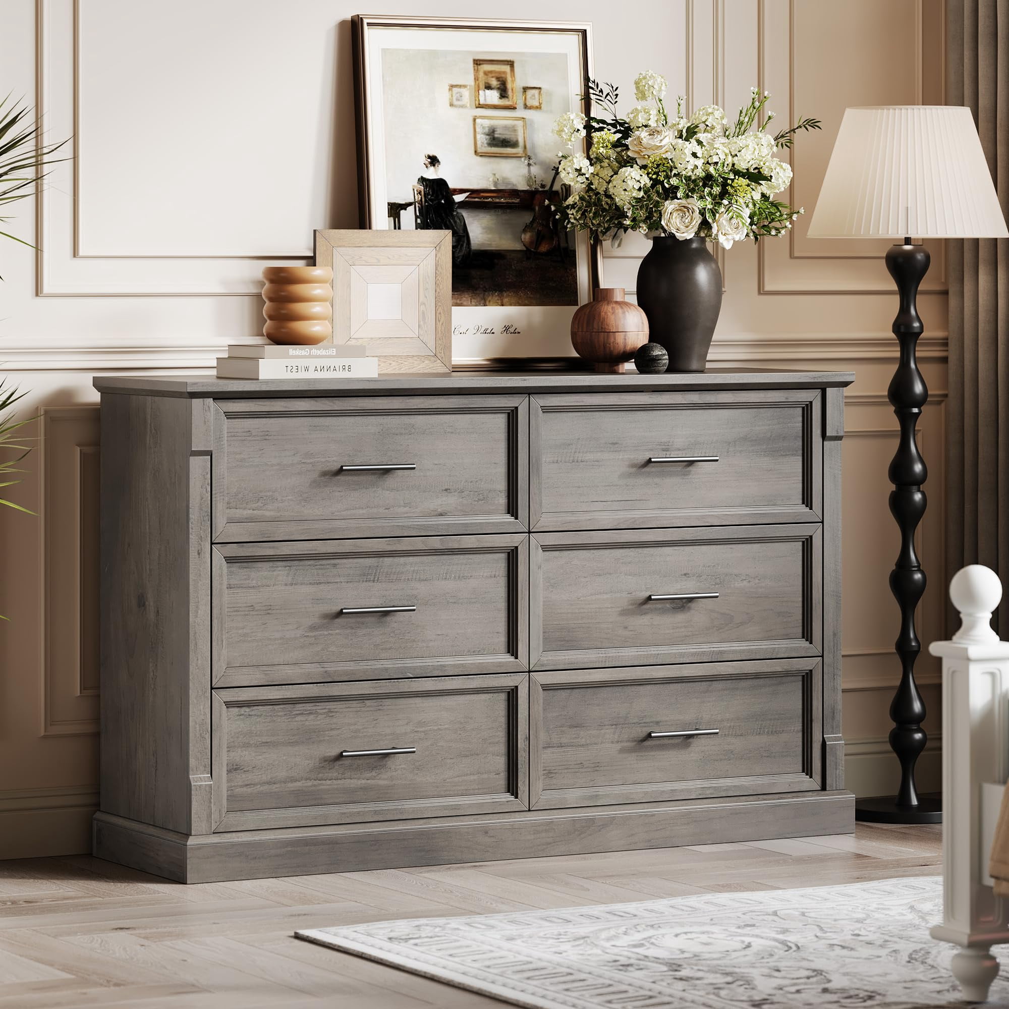 Studyset Farmhouse 6 Drawer Dresser for Bedroom,Rustic Wood Chest of ...