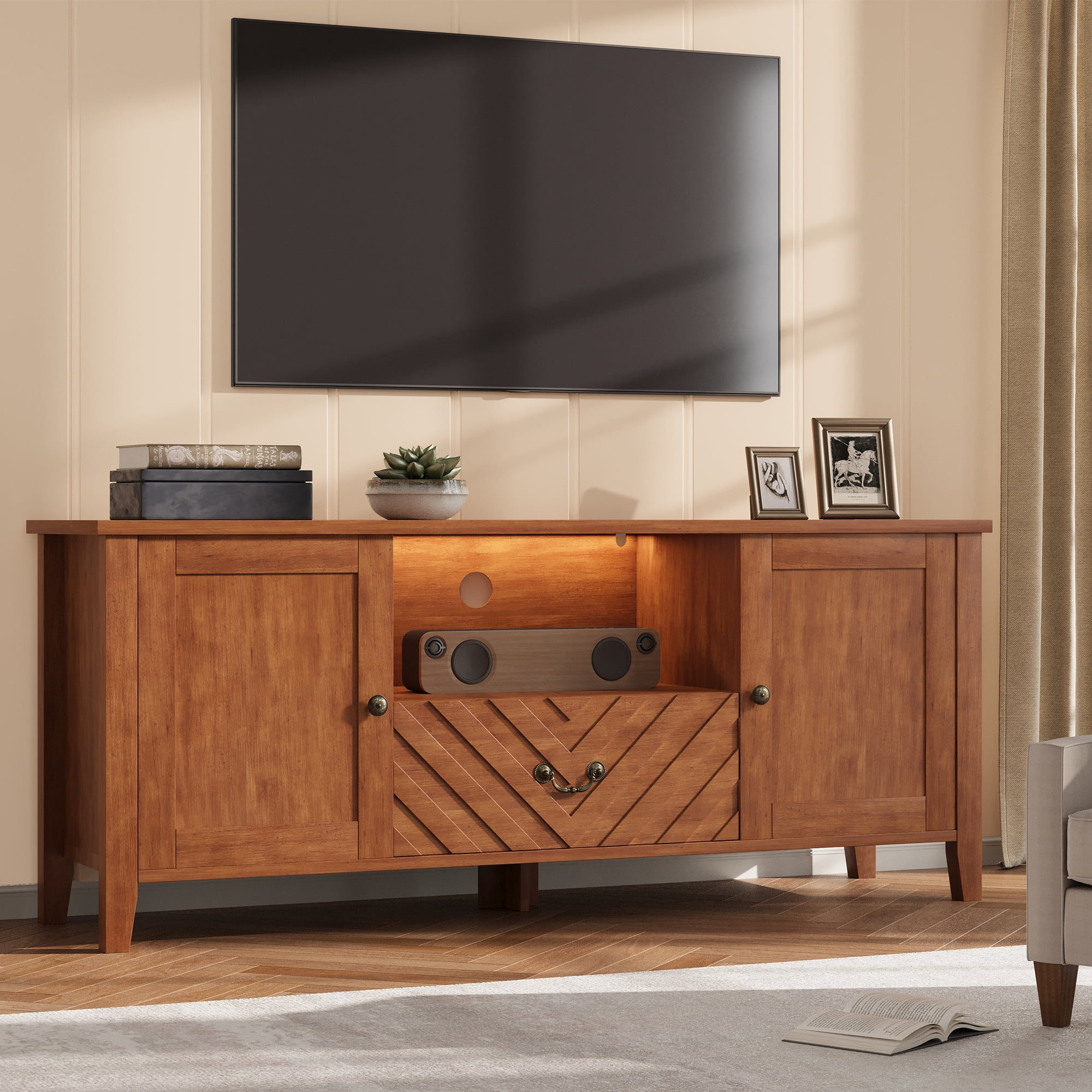 Studyset Farmhouse TV Stand Fits TV up to 70 Inch, Retro Entertainment ...