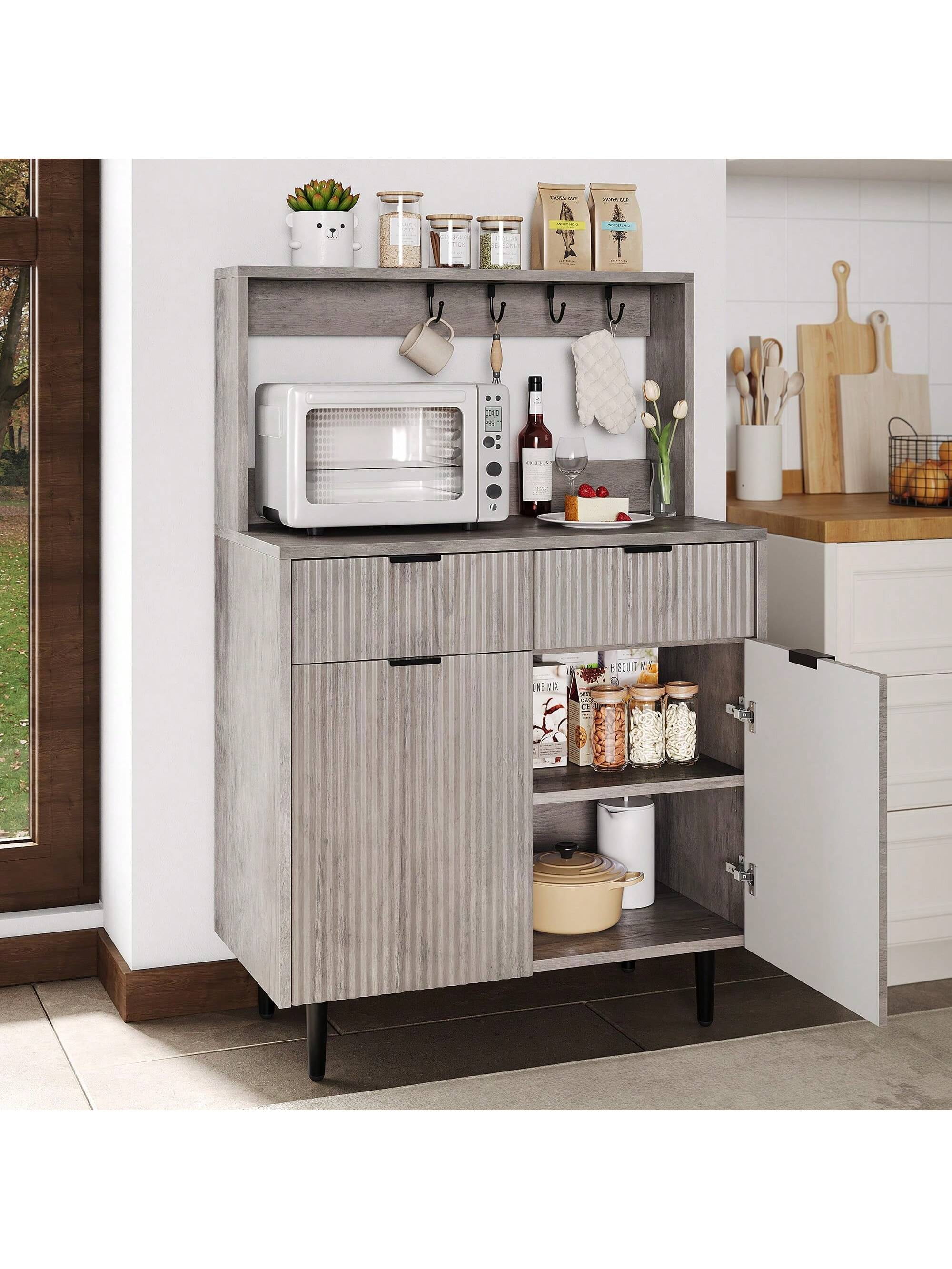Studyset Fluted Sideboard Buffet Cabinet With Storage,Modern Coffee Bar ...