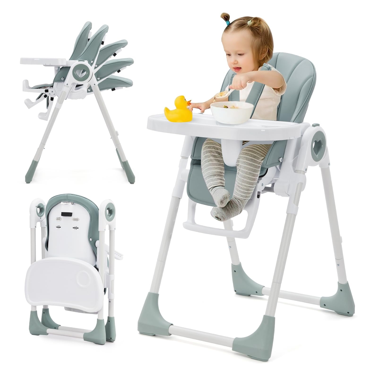 Studyset Foldable High Chairs with 7 Height and 5 Recline Adjustable ...