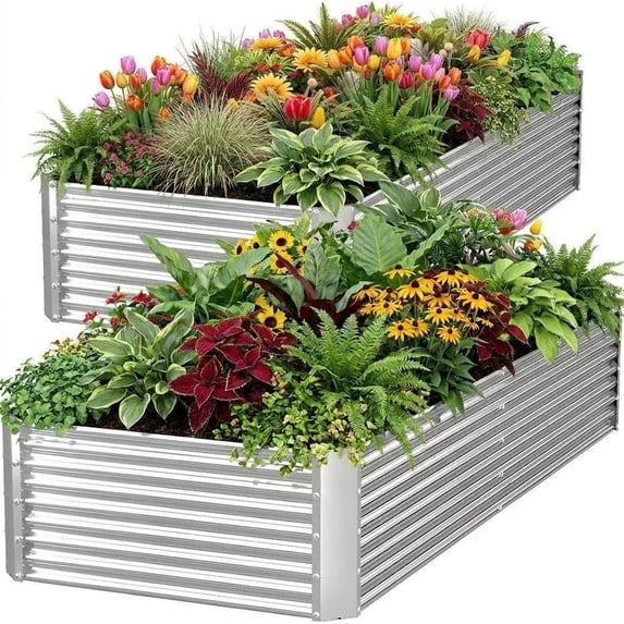 Studyset Galvanized Raised Garden Bed Kit, Large Rectangular Metal Oval ...