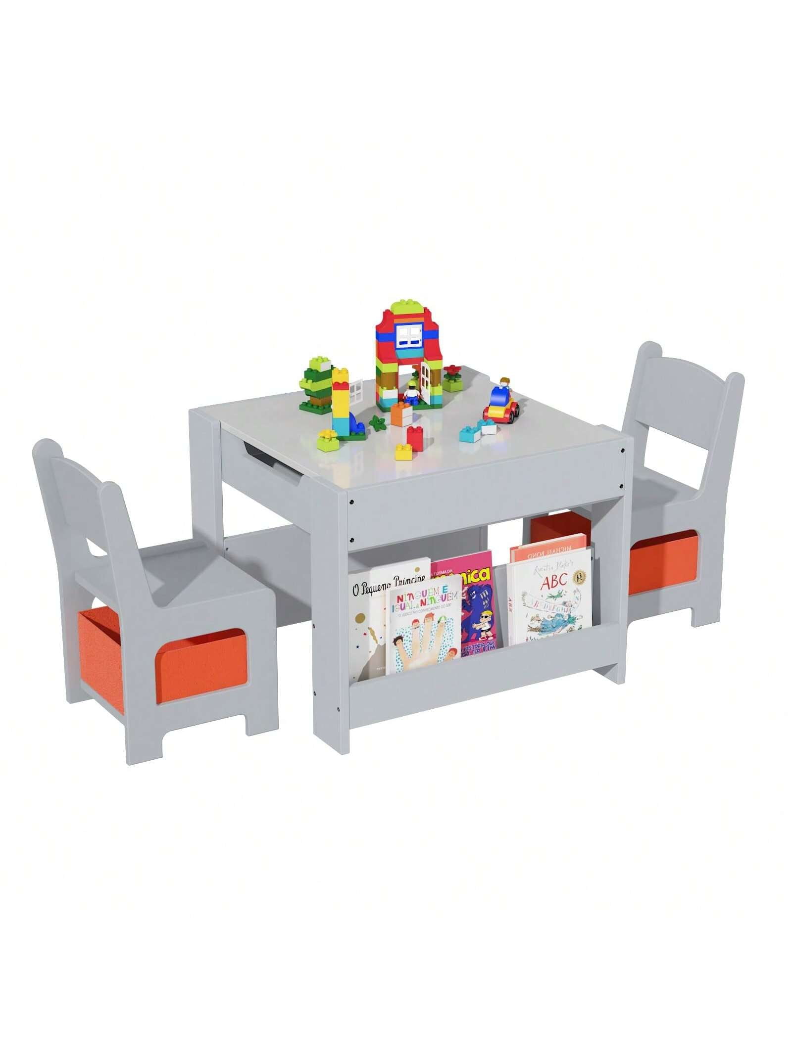 Studyset Kids Table And Chair Set,4-In-1 Wooden Activity Table W ...