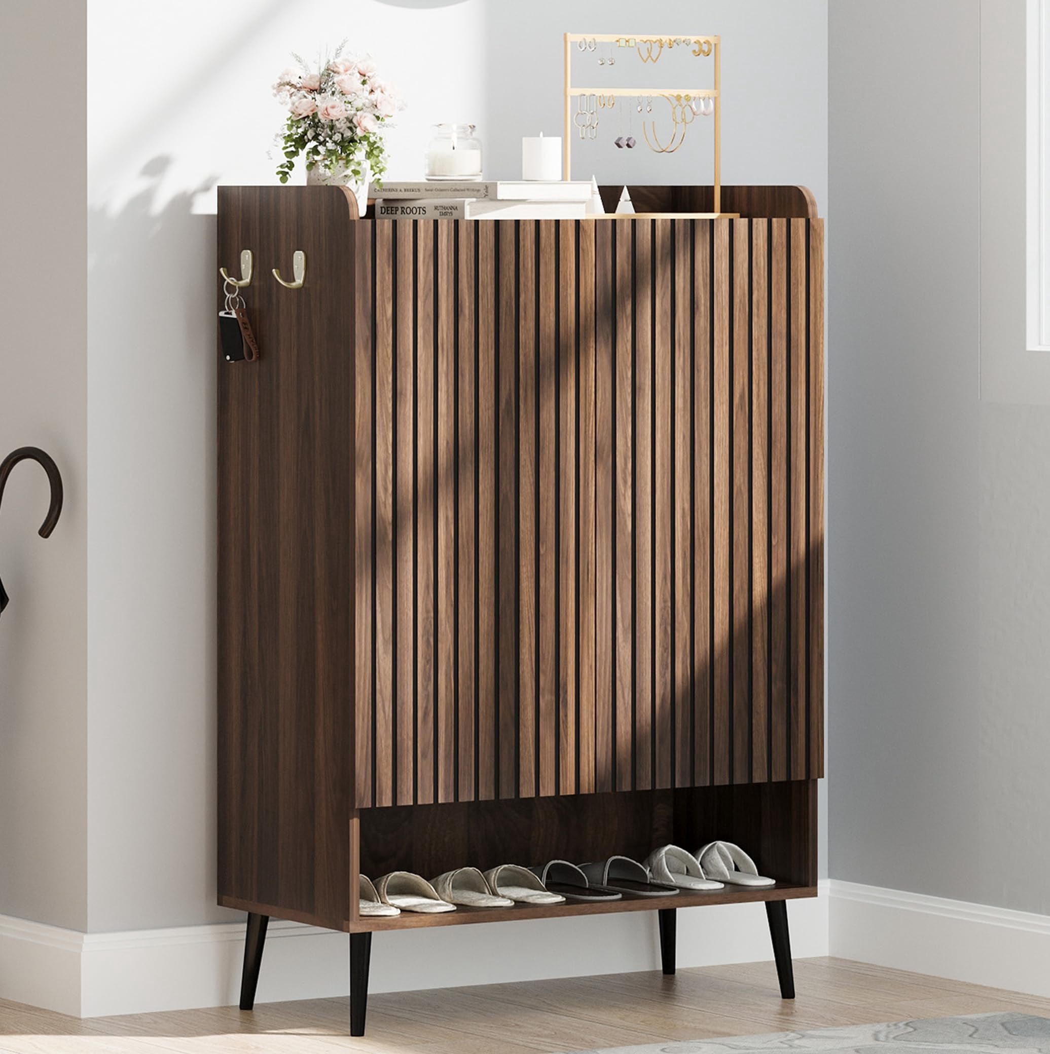 Studyset Large Shoe Storage Cabinet with 2 Doors,6-Tier Entryway Shoe ...