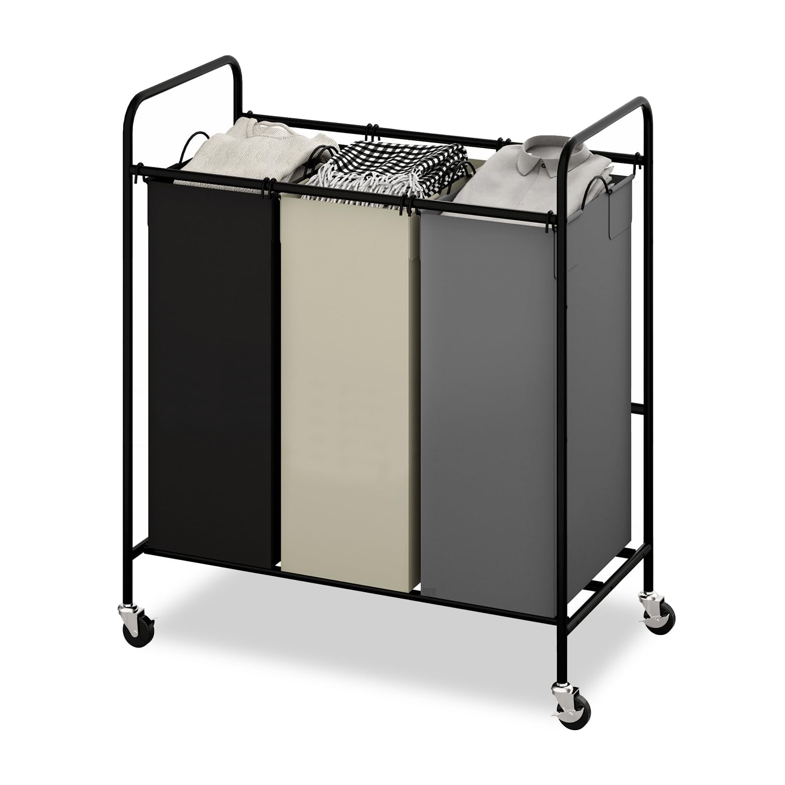 Studyset Laundry Sorter 3 Section,120L Large Laundry Cart Rolling ...