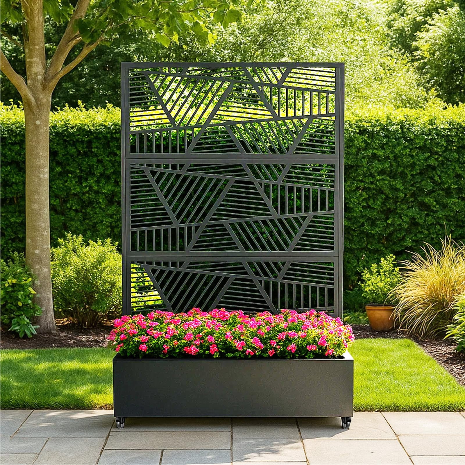 Studyset Metal Raised Garden Bed with Trellis and Wheels,Metal Privacy ...