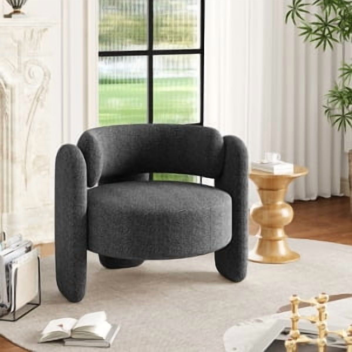 Studyset Modern Chenille Accent Chair Mid-Century Upholstered Living ...