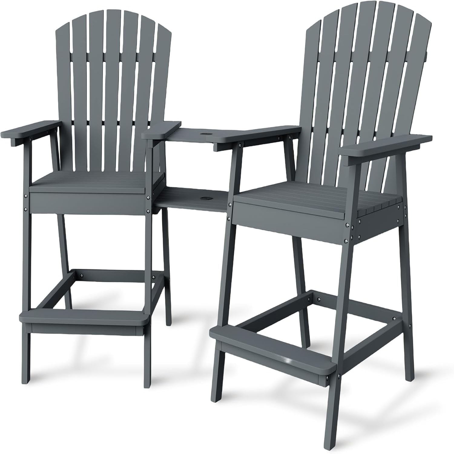 Studyset Outdoor Bar Height Adirondack Chairs with Connecting Tray ...