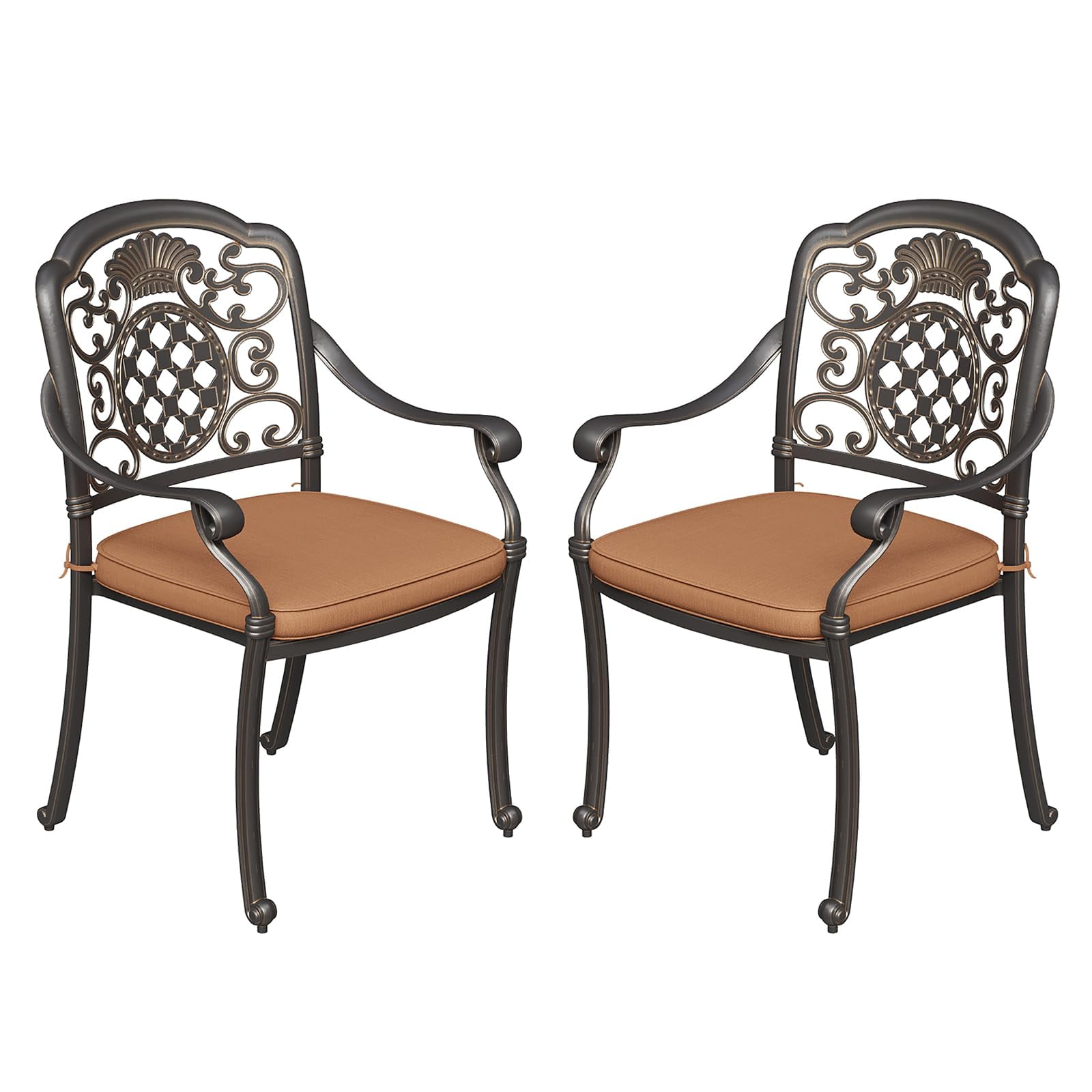 Studyset Outdoor Dining Chairs Set of 2,Cast Aluminum Patio Chairs with ...