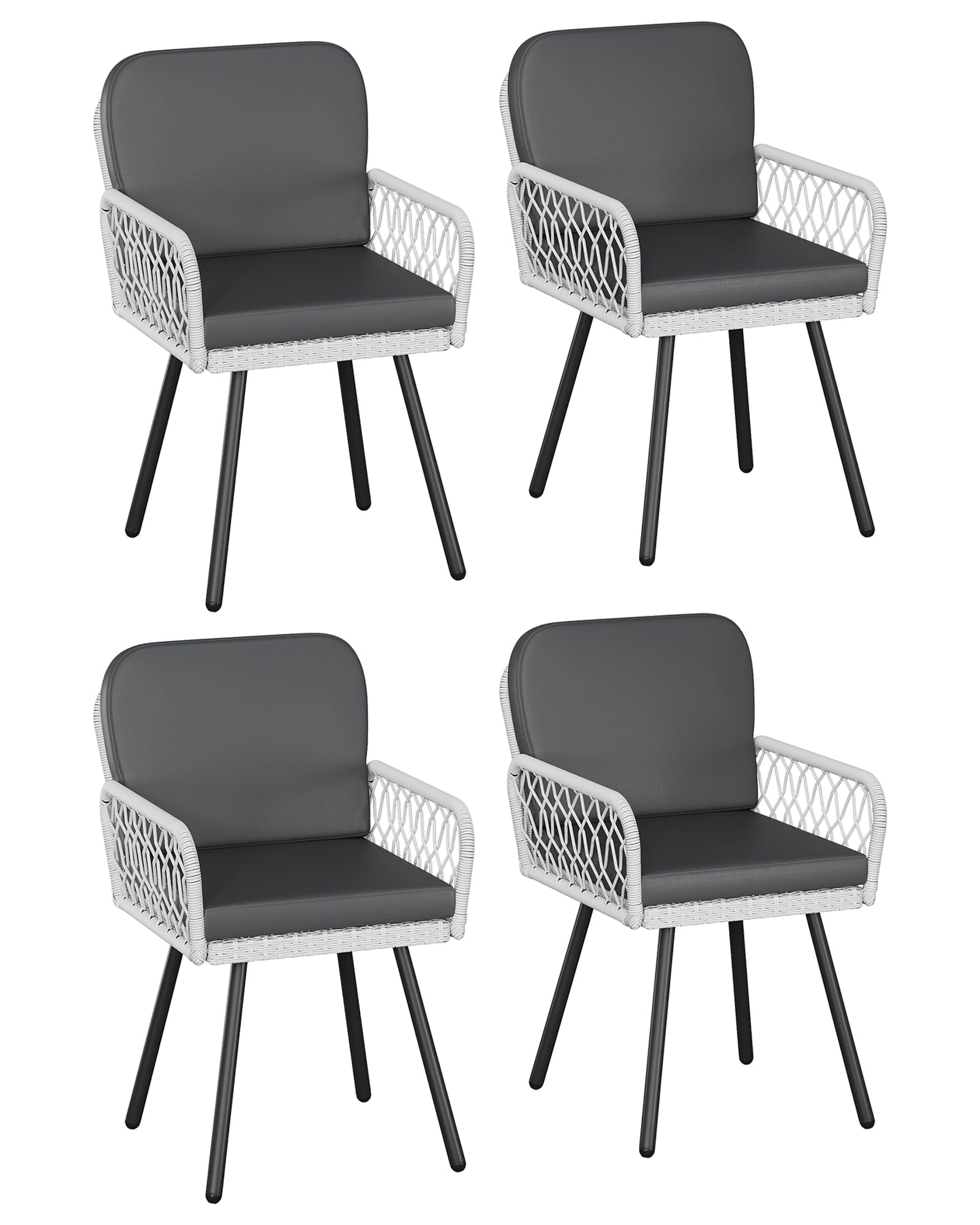 Studyset Patio Dining Chairs Set of 4 with Black Metal Frame & White ...