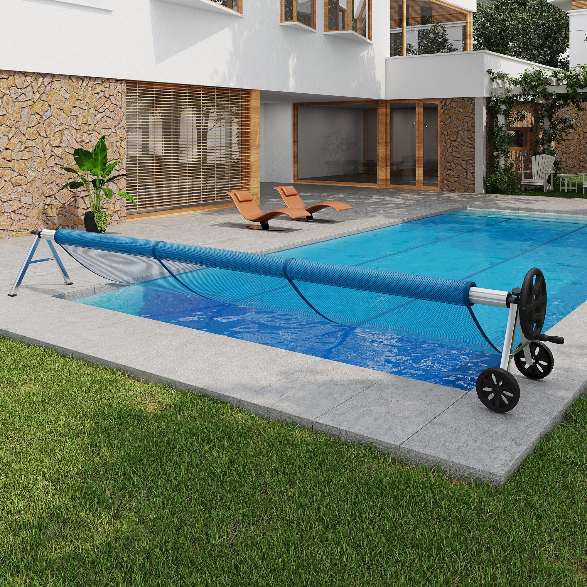 Studyset Pool Cover Reel,Aluminum Solar Blanket Roller with Easy-Wind ...