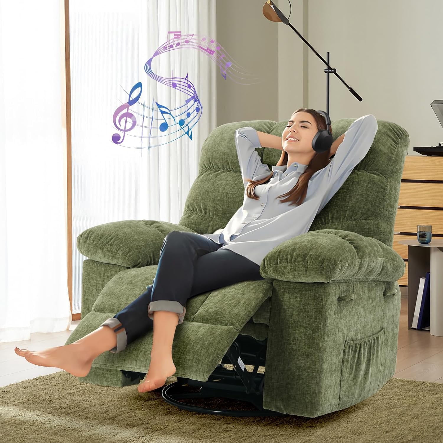 Studyset Recliner Chair, 360° Swivel Rocker Chair for Small Spaces ...