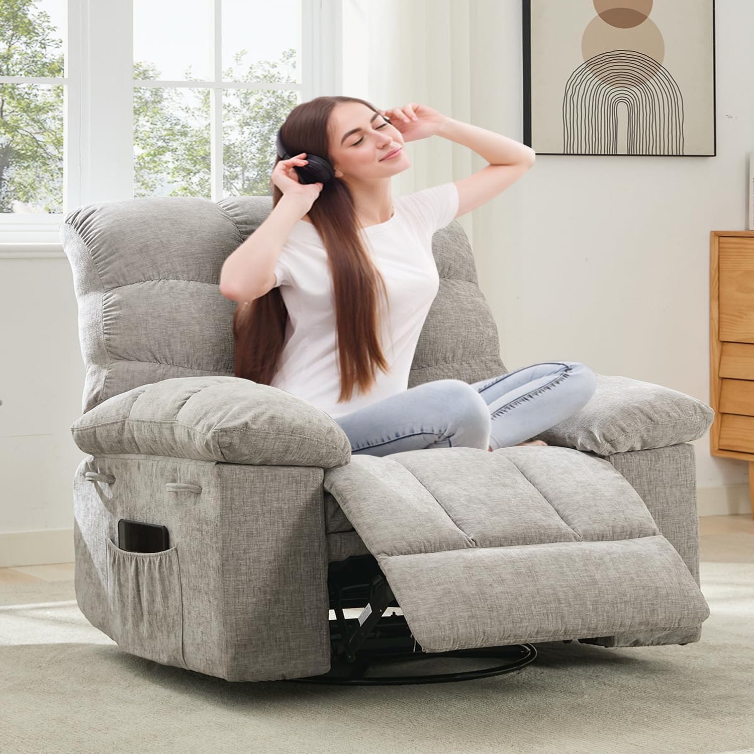 Studyset Recliner Chair, 360° Swivel Rocker Chair for Small Spaces ...