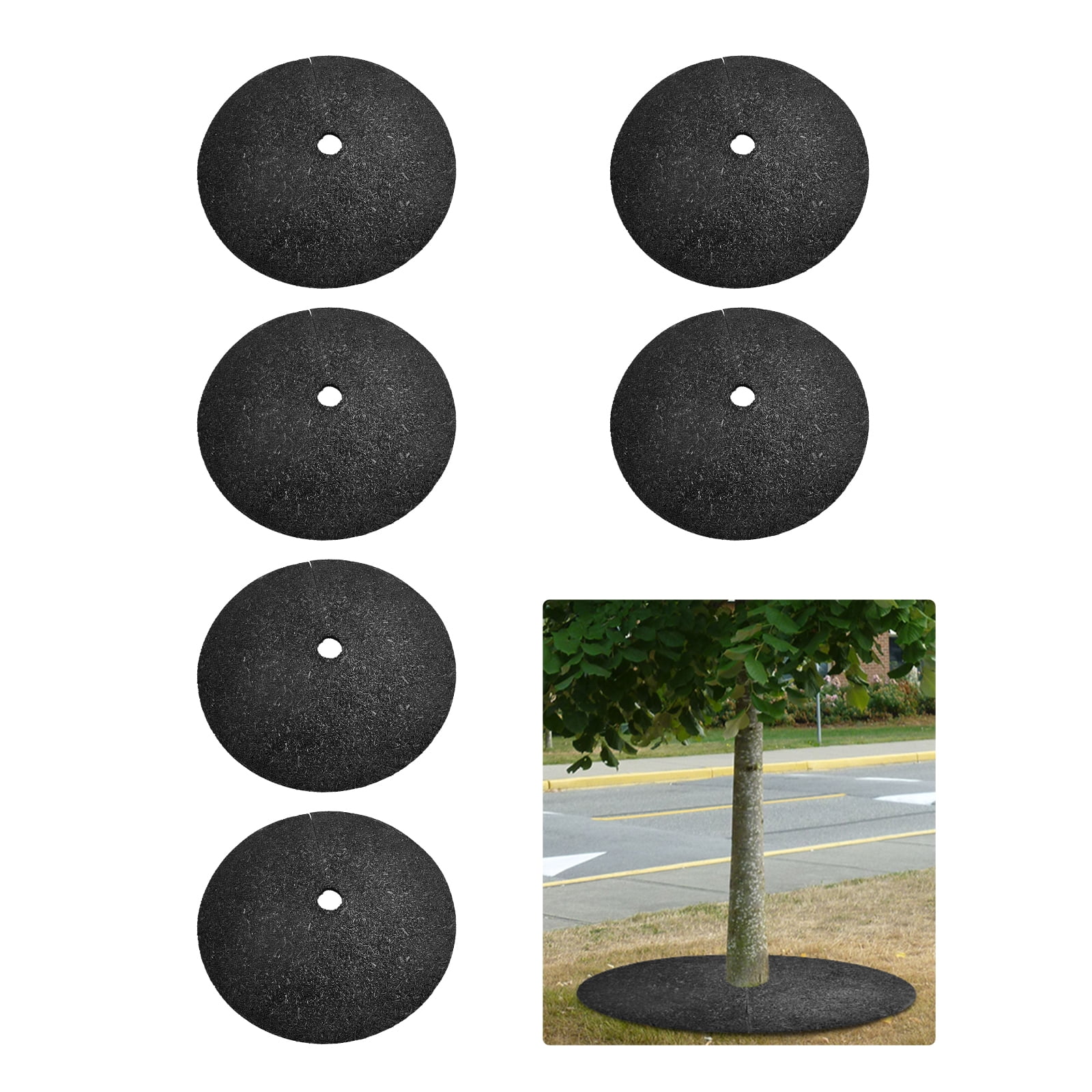 Studyset Reusable Rubber Tree Mulch Rings, Round Weed Barrier Mat for ...