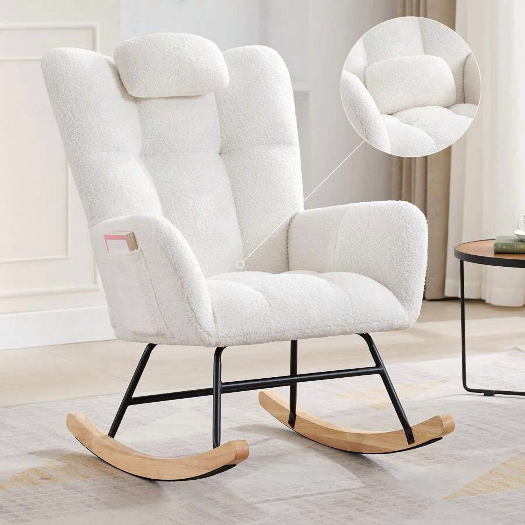 Studyset Rocking Chair Nursery,Upholstered Padded Seat Rocking Chair ...