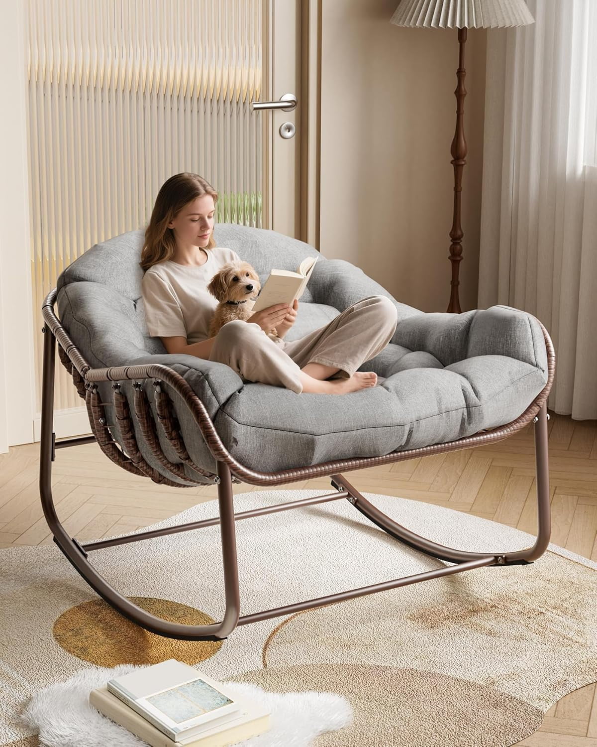 Studyset Rocking Egg Chair, Indoor Outdoor Oversized Lounge Chair ...