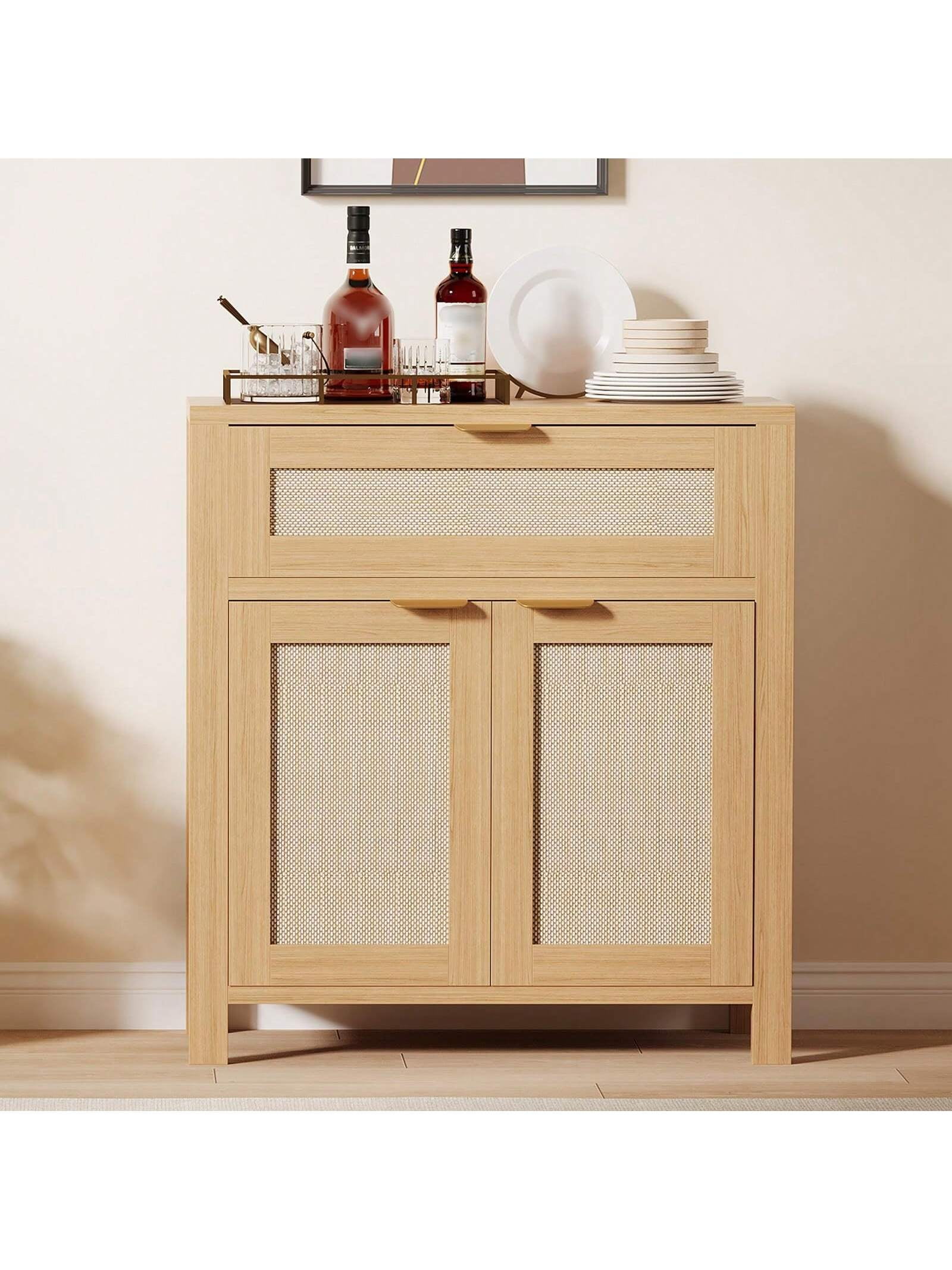 Studyset Sideboard Buffet Storage Cabinet,Rattan Credenza Buffet Table ...