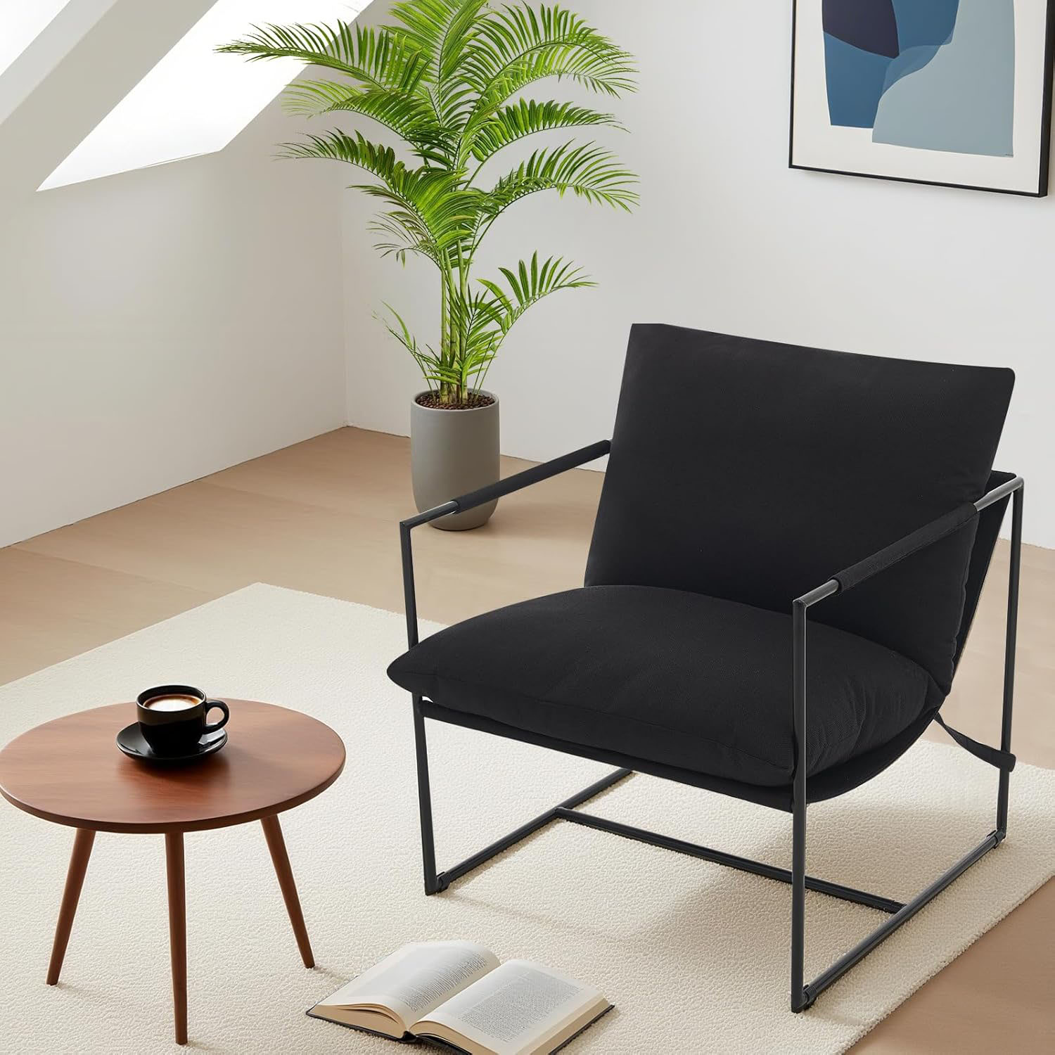 Studyset Sling Accent Chair for Living Room,Modern Metal Framed Cozy ...
