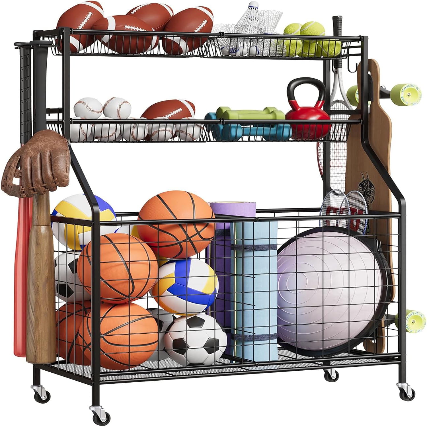 Studyset Sports Storage Organizer for Garage,Large Capacity Sports ...