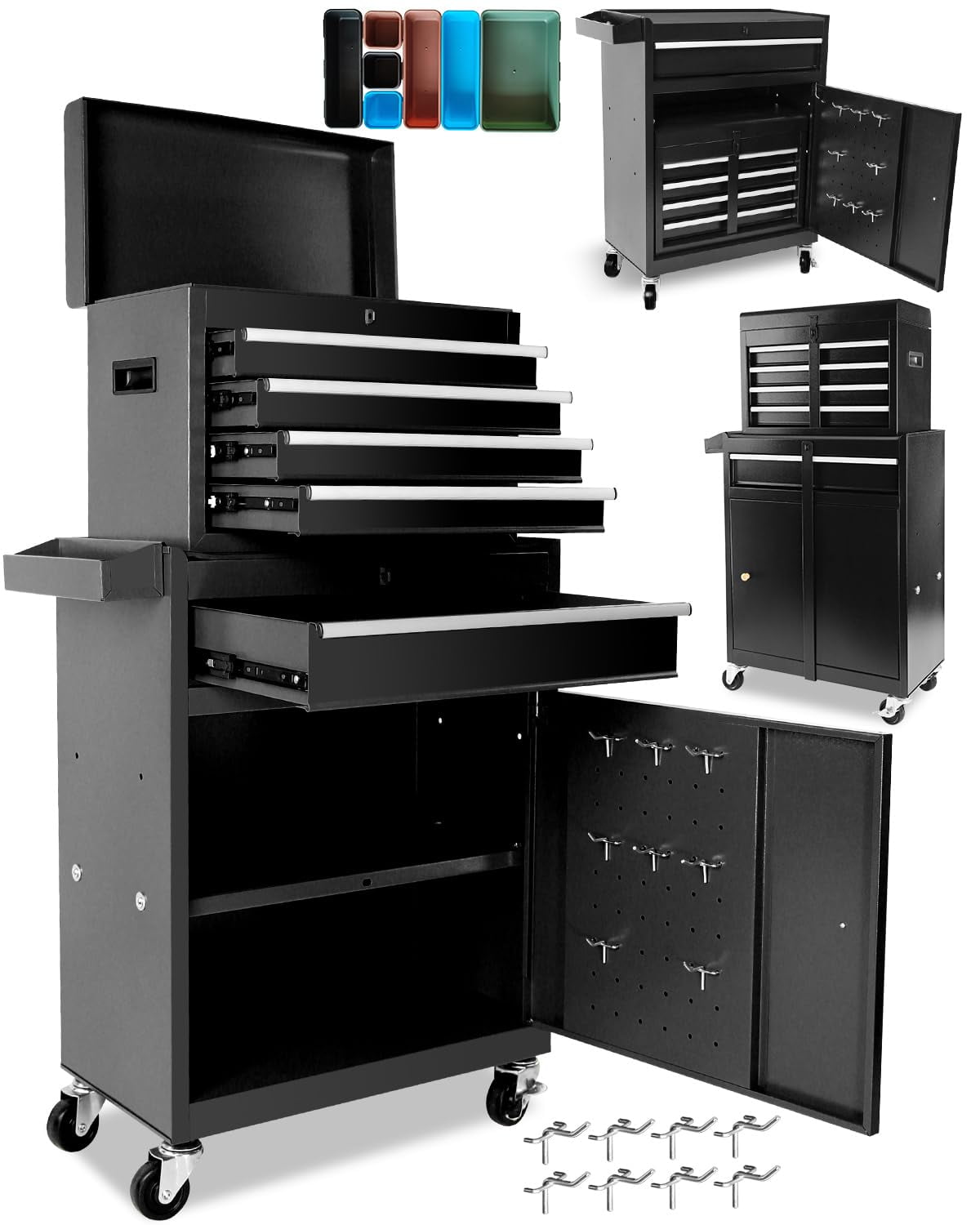 Studyset Tool Chest,2 in 1 Tool Boxes with 5 Drawers,Tool Cart with 7 ...