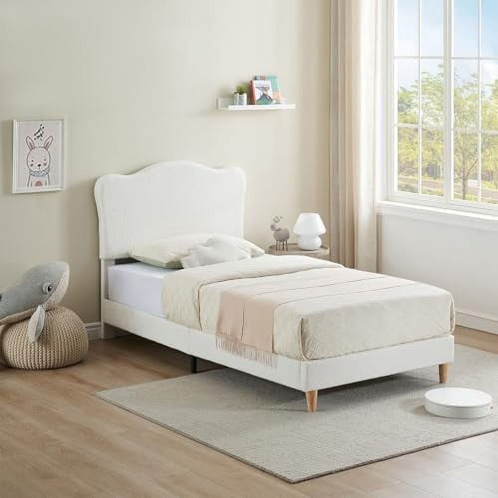 Studyset Twin Size Bed Frame with Upholstered Headboard, Velvet ...
