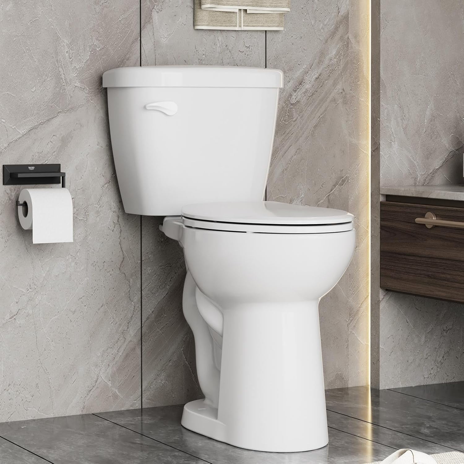Studyset Two-Piece Elongated Toilets, 19" Extra Elongated Toilet Bowl ...