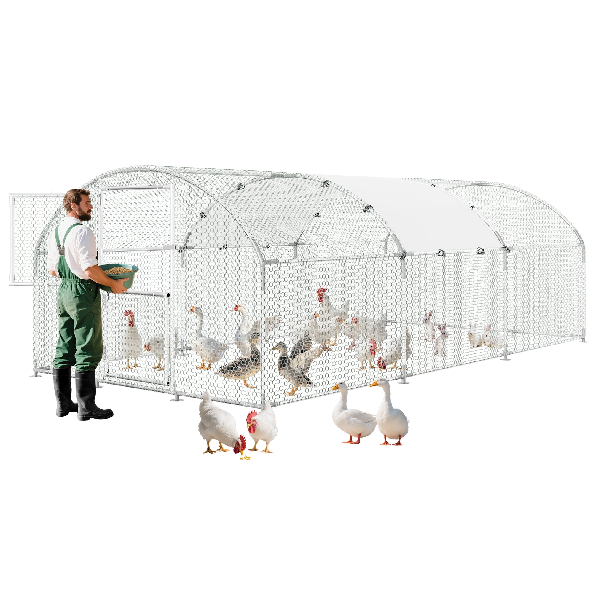 Studyset Ugrade Walk-in Metal Chicken Coop with Dutch Door, Escape ...