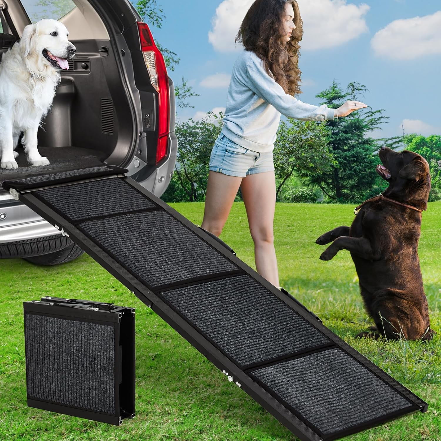 Studyset Upgraded Heavy Duty Dog Ramp for Dogs - 63" Long x 17" Wide ...