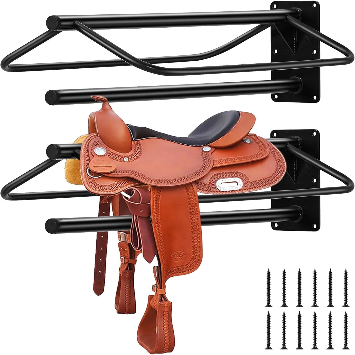 Studyset Wall Mounted Saddle Rack, Horse Saddle Rack with Pad Bar ...