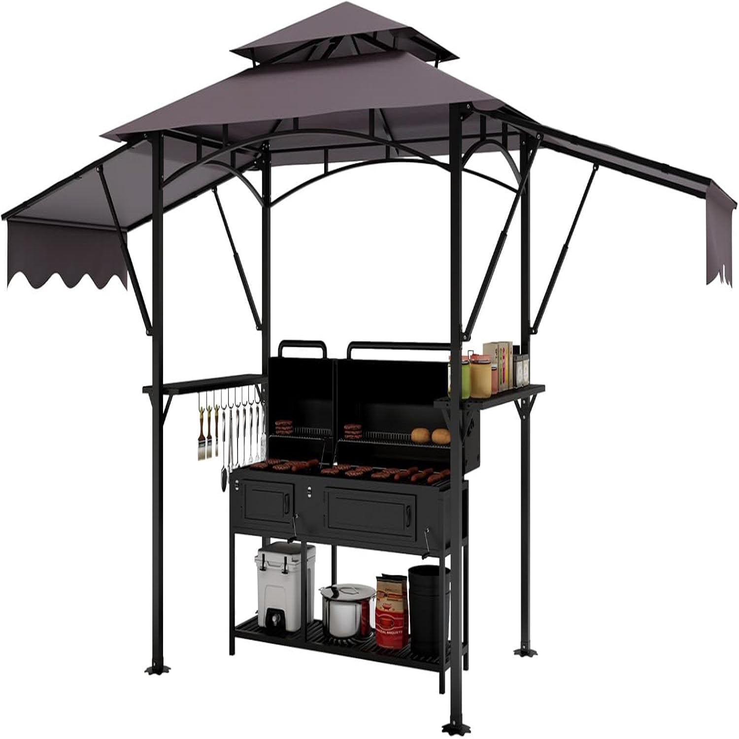 Studyset Wpond 5x8ft Grill Gazebo - Double Layer BBQ Waterproof Patio ...